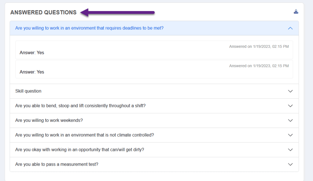 How to view applicants answers to questionnaire - Interview Magic